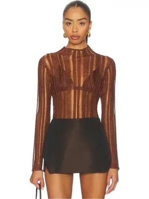 Cult Gaia Kyla Metallic Top - Saddle