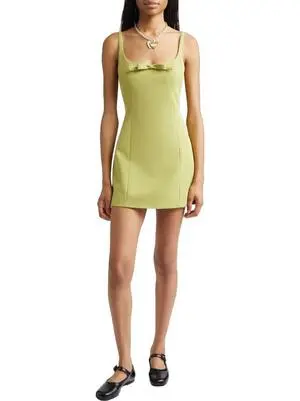 Sandy Liang Naomi Bow Detail Sheath Dress - Chartreuse