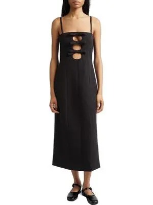 Sandy Liang Sen Bow Cutout Column Dress - Black