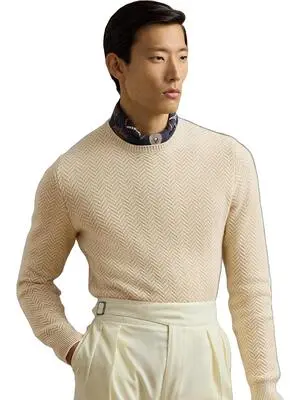 RALPH LAUREN Textured Herringbone Cashmere Sweater