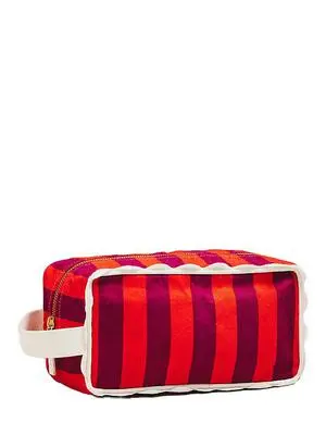 Maeve Canvas Ruffle Cosmetic Bag - Green Stripe