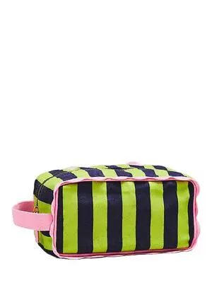 Maeve Canvas Ruffle Cosmetic Bag - Pink Stripe