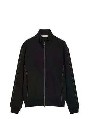 Canali Zip-up Sweatshirt With Pipe Detail - Black