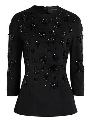 Simone Rocha Bead-embellished Long-sleeve Top - Black