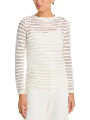 Fabiana Filippi Maglia Scollo Barca Sheer Striped Sweater - Bianco
