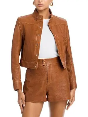 FRAME Leather Trucker Jacket - Ochre