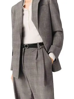 Maje Checked Oversized Blazer - Grey