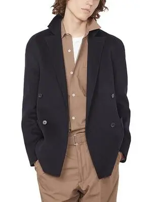 Officine Générale Maxwell Double Breasted Wool Coat - Dark Navy