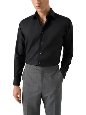 Eton Contemporary Fit Button Front Textured Shirt - Black