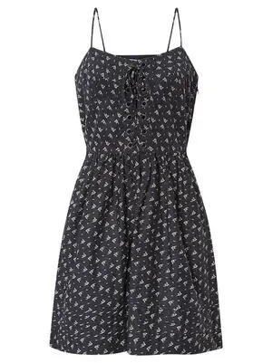 MARANT ETOILE Dryna Printed Mini Dress - Black/ecru