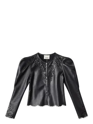 Isabel Marant Nerida Lambskin Leather Shirt - Black