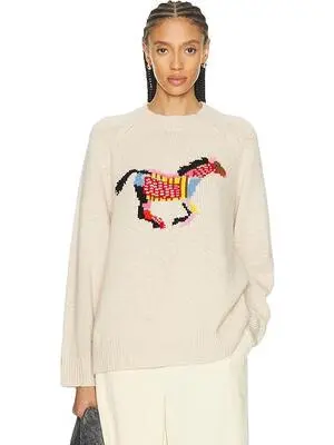 THE ELDER STATESMAN Glacier Horse Sweater - Ecru