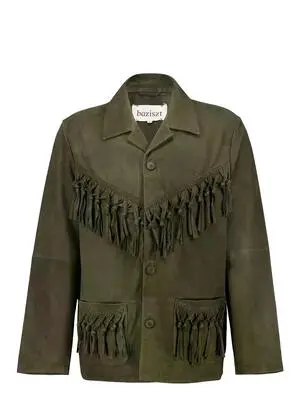 BAZISZT Fringe-detail Leather Jacket - Green