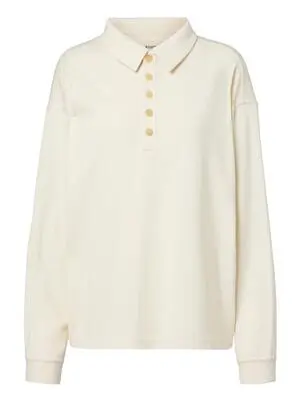 Khaite Faithful Silk Jersey Polo Sweater - White