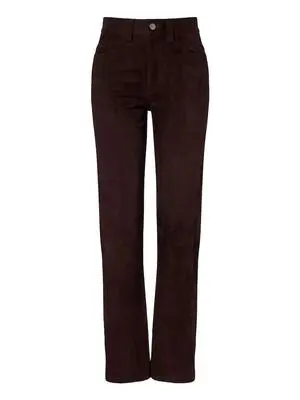 Khaite Callum High-rise Straight Suede Pants - Brown