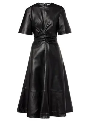 Altuzarra Gathered Leather Midi Dress - Black