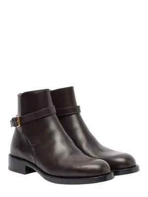 THE ROW Nobilis Leather Ankle Boots - Brown