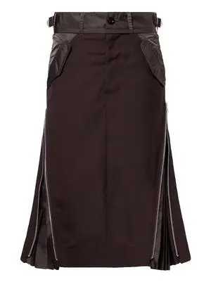 Sacai Pleated Midi Skirt - Brown