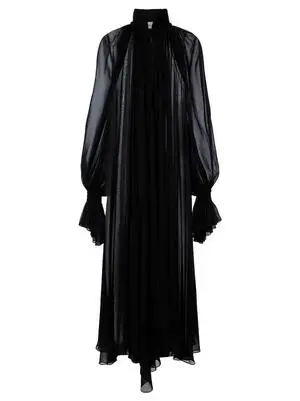 Khaite Edgar Semi-sheer Silk Tulle Midi Dress - Black