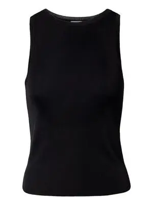 Saint Laurent Ribbed-knit Jersey Tank Top - Black