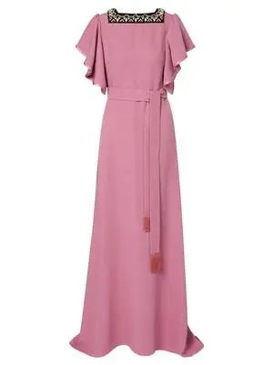 Valentino Garavani Cady Couture Embellished Belted Gown - Pink