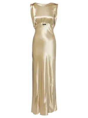 Miu Miu Bow-detail Satin Gown - Beige