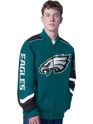 G-III SPORTS BY CARL BANKS Philadelphia Eagles Prime Time Full-zip Racing Jacket - Green