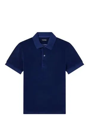 TOM FORD Slim-fit Cotton-blend Terry Polo Shirt - Blue