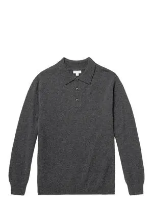 Sunspel Wool Polo Shirt - Gray