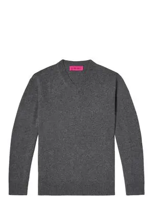 THE ELDER STATESMAN Cashmere V-neck Sweater - Gray