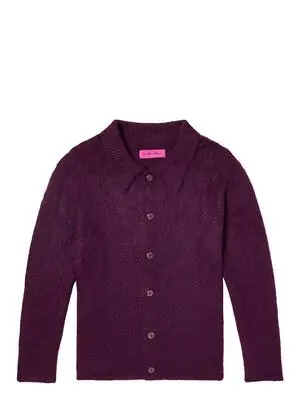 THE ELDER STATESMAN Thistle Alpaca-blend Cardigan - Burgundy