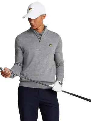 LYLE & SCOTT Golf Quarter Zip Merino Sweater - Mid Grey Marl