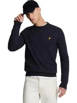 LYLE & SCOTT Lambswool Blend Crew Neck Sweater - Dark Navy Marl