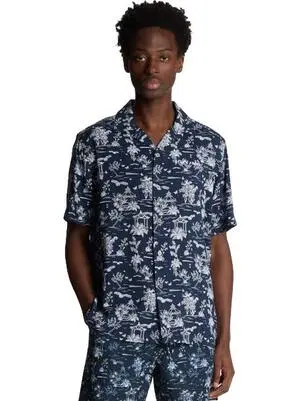 LYLE & SCOTT Botanical Garden Print Resort Shirt - Dark Navy