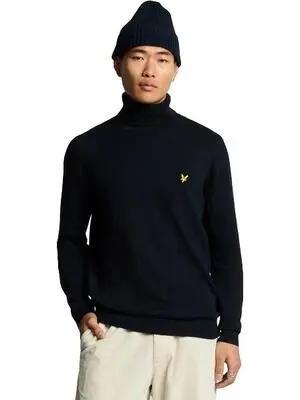 LYLE & SCOTT Cotton Merino Turtleneck Sweater - Dark Navy