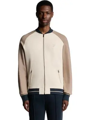 LYLE & SCOTT Interlock Contrast Raglan Bomber Jacket - Cobblestone