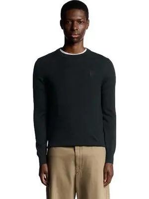 LYLE & SCOTT Tonal Eagle Merino Crew Neck Sweater - Jet Black