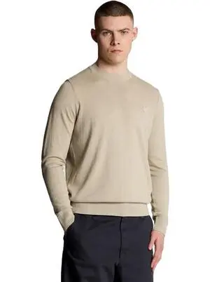 LYLE & SCOTT Tonal Superfine Crew Neck Sweater - Willow Grey