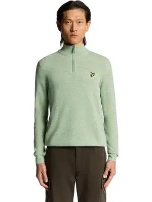 LYLE & SCOTT Lambswool Blend Quarter Zip Sweater - Cold Mint Marl