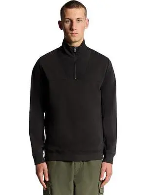 LYLE & SCOTT Panelled Hybrid Quarter Zip Sweatshirt - Black Ice