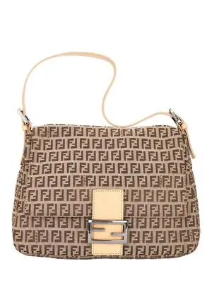 Fendi Zucchino Mama Baguette Shoulder Bag - Beige