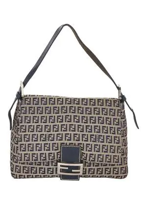 Fendi Zucchino Mama Baguette Shoulder Bag - Black
