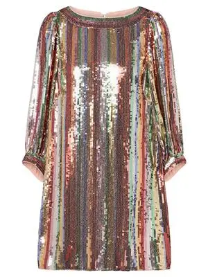 Rixo Laurie Sequined Striped Minidress - Multicoloured