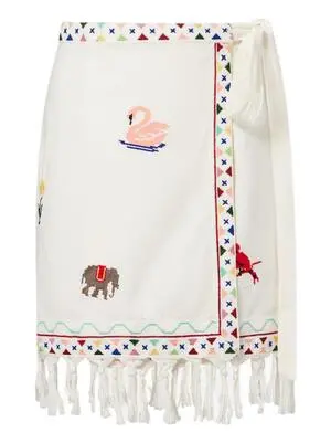 Rixo Baela Embroidered Cotton Miniskirt - White