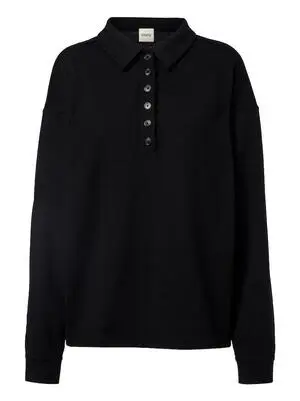 Khaite Faithful Silk Jersey Polo Sweater - Black