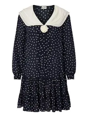 Rixo Valetta Polka-dot Silk Crêpe Minidress - Blue