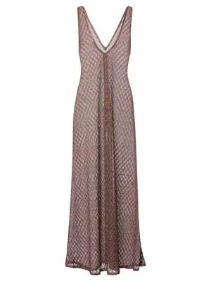 Missoni Open-knit Lamé Maxi Dress - Brown
