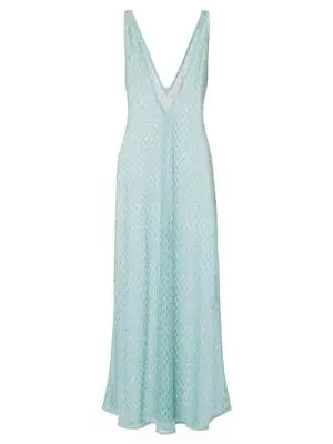Missoni Open-knit Lamé Maxi Dress - Blue