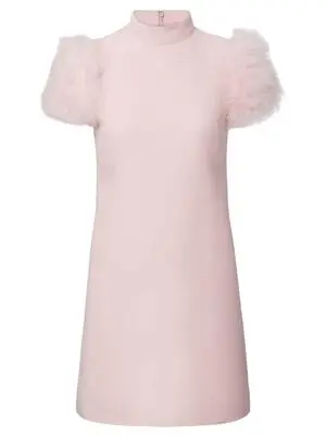 Valentino Garavani Feather-trimmed Crepe Couture Minidress - Pink