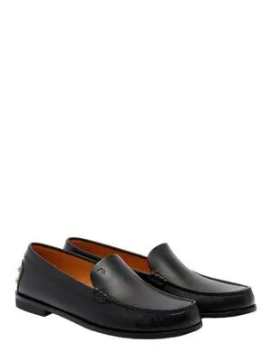 TOD'S Studded Leather Loafers - Black